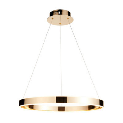 Loops Sleek Modern Ceiling Pendant Light In French Gold With Frosted Acrylic Shade by B&Q ...