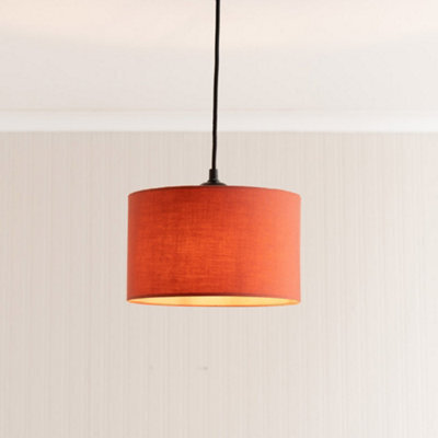 Valuelights Reni Rust Fabric Drum Ceiling Lamp Shade And Bulb (D)25Cm ...