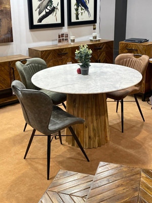 Buttercup Farm Surya Marble Round Dining Table Top - Natural Marble ...