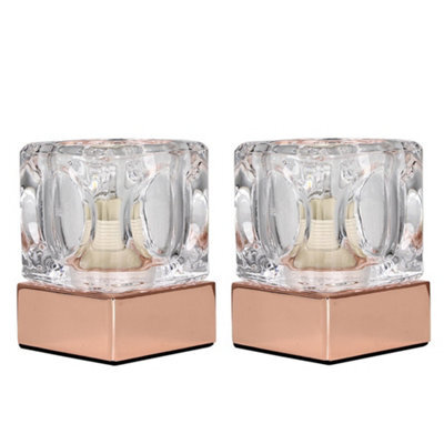 Valuelights Ritz Pair Of Modern Glass Ice Cube Touch Table Lamps With ...