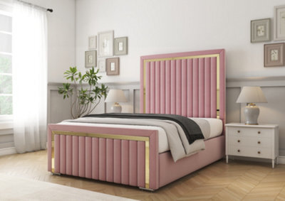 Comfort Beds Boston Gold Blush Plush Bed Frame by B&Q | ufurnish.com