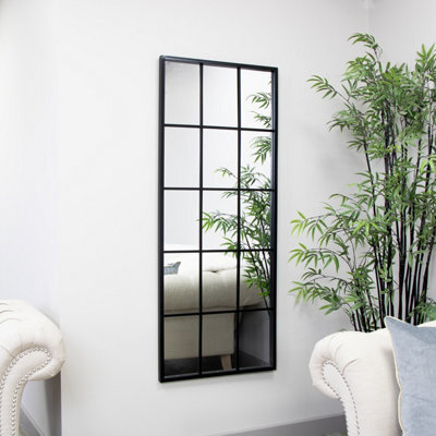 Melody Maison Extra Large Matt Black Window Mirror 144Cm X 59Cm by B&Q ...