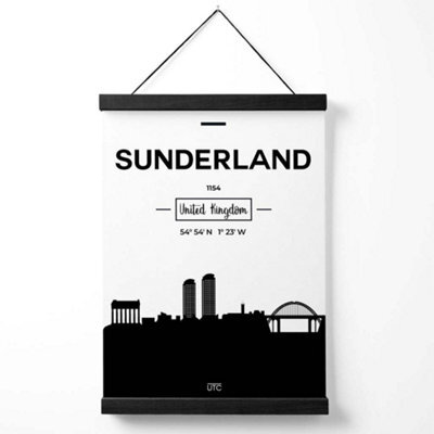 Artze Wall Art Sunderland Black And White City Skyline X-Large Art ...