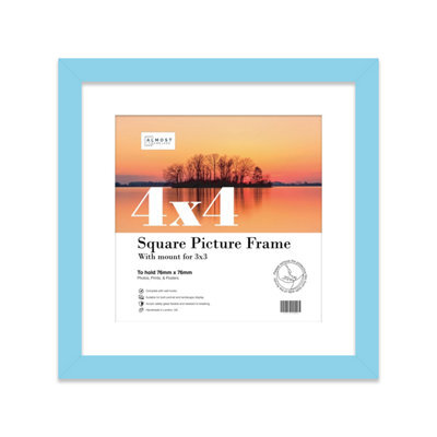 "4X4"" Light Blue Picture Frame - 4X4"" Square Frame With 3X3"" Mount ...