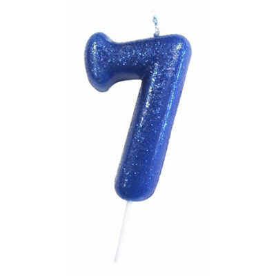 Anniversary House Glitter 7Th Birthday Candle Blue (One Size) by B&Q ...