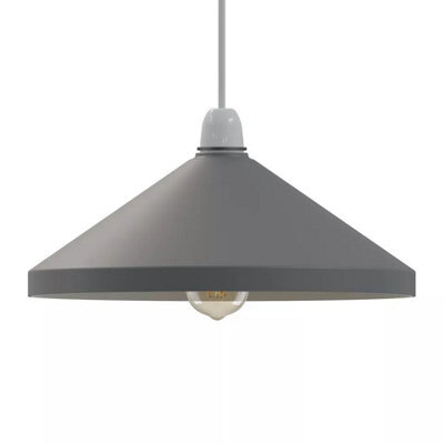Grey Cone Shape Lamp Shade Easy Fit For Living Rooms Bedrooms Kitchen ...