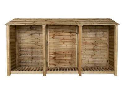 Arbor Garden Solutions Wooden Log Store W-335Cm, H-180Cm, D-88Cm ...