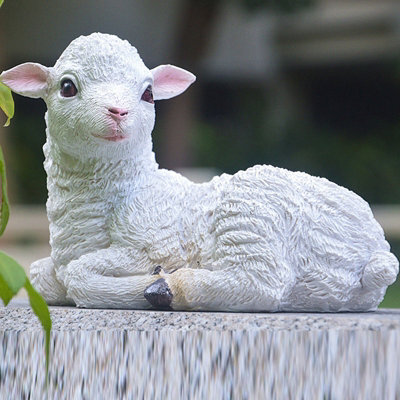 Handcrafted Lifelike Sheep Statue-Resin Lamb Figurine For Indoor And ...