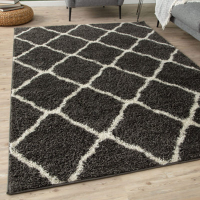 The Rugs Myshaggy Collection Rugs Moroccan Design In Dark Grey 385D by ...
