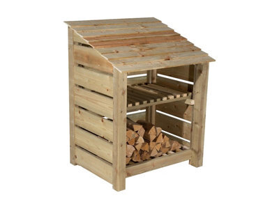 Arbor Garden Solutions Slatted Wooden Log Store With Kindling Shelf W ...