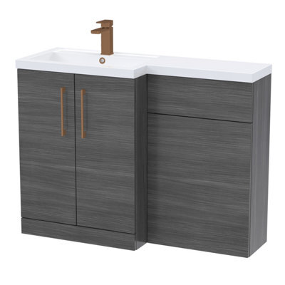 Balterley Woodgrain Anthracite Bathroom Vanity Unit With Basin & Wc ...
