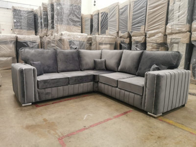 Layla Corner- Grey Fullback Sofas by B&Q | ufurnish.com