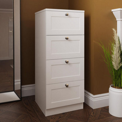 FWSTYLE Matt White Chest Of 4 Drawers Modern Design Deep Storage ...