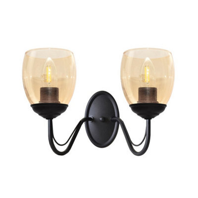 Luminosa Lighting Luminosa Allena Wall Lamp Black, Amber 27Cm by B&Q ...