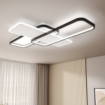Living And Home 3 Lights Modern Rectangular Led Semi Flush Ceiling ...