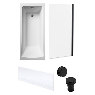 Balterley Square Single Ended 1700X700 With Front Bath Panel, Black ...