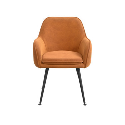 LPD Tara Dining Chair In Burnt Rust Colour Velvet Fabric With Metal ...
