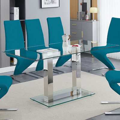 Furniture in Fashion Jet Large Clear Glass Dining Table With Chrome ...