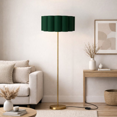 CGC Lighting Cgc Lena Brushed Gold Straight Floor Lamp With Large ...