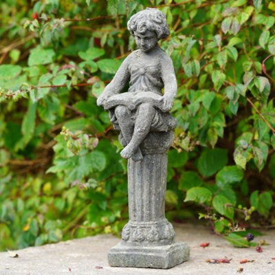 Burgess Cast Iron Reading Cherub Antique Style Verdigris Home Garden ...