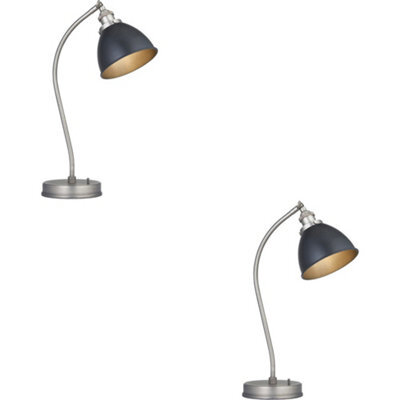 Loops 2 Pack Aged Pewter & Matt Black Task Lamp - Modern Industrial ...