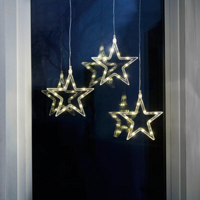 30 Multi White Star Led Window Light With Timer Function Clear Cable by ...