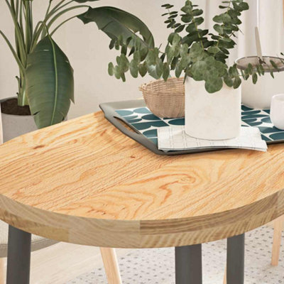 Berkfield Table Top 100X50X4 Cm Solid Wood Oak Oval by B&Q | ufurnish.com