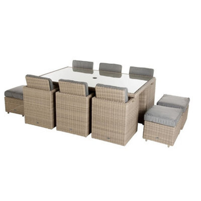 Clifton 10 Seater Garden Furniture Set - 11 Piece - Deluxe Rattan Cube ...