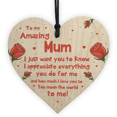 Red Ocean Quirky Gift For Mum Birthday Christmas Wood Heart Gift For ...