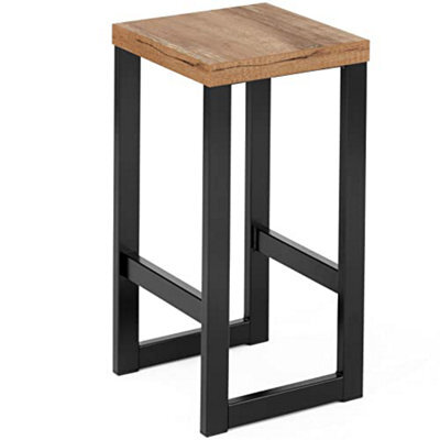 Novecrafto Industrial Bar Stools 60Cm (23.6'') With Footrest, Black ...