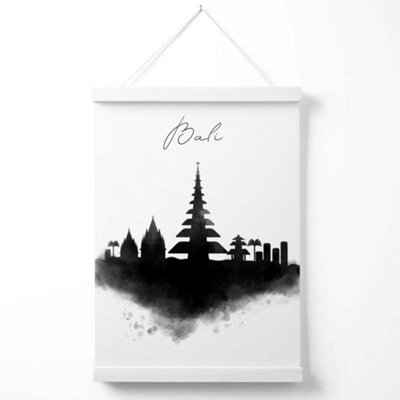 Artze Wall Art Bali Watercolour Skyline City Art Print With White Frame ...