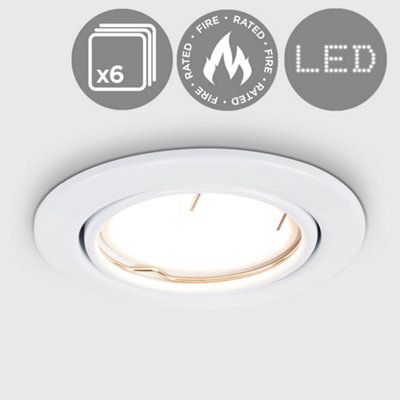 Valuelights Downlight Tiltable White Ceiling Light Fitting 6 Pack by B ...