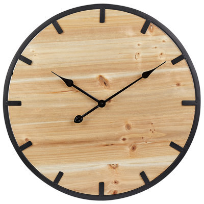 Beliani Wall Clock Caborca 60 Cm Fir Wood Light Brown by B&Q | ufurnish.com