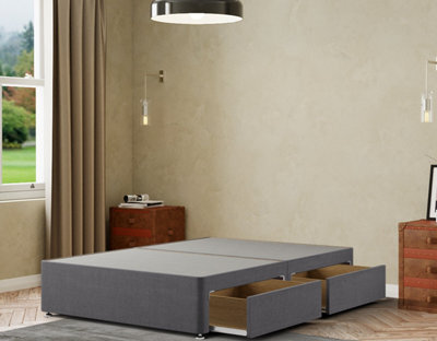 Simple Divan Base 2 Drawers Linen Grey by B&Q | ufurnish.com