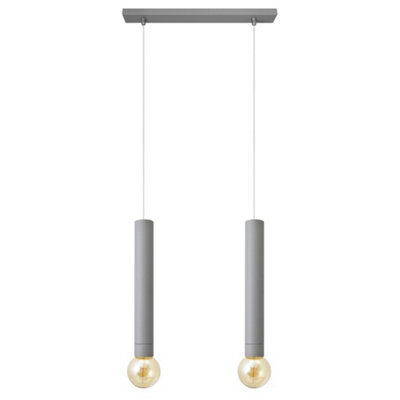 Luminosa Lighting Luminosa Tuba Straight Bar Pendant Ceiling Light Grey ...