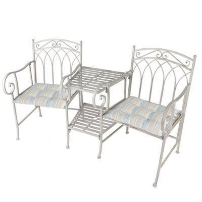 Dibor Vintage Grey Arched Outdoor Garden Furniture Companion Seat Bench ...