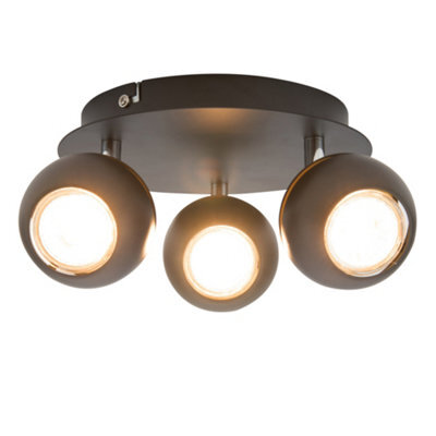 Arlec Austin Spotlight Matt Black And Gold Gu10 5W Led 3-Plate Triple ...