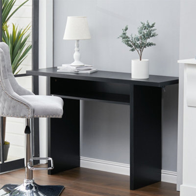 Living And Home Black Narrow Rectangular Console Table With Storage ...