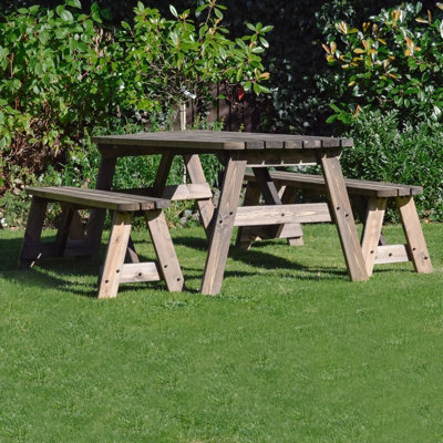 Rutland County Garden Furniture Oakham 6Ft Rounded Picnic Table And ...