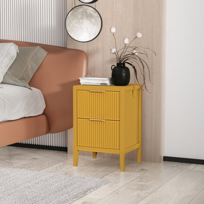Cabinet Bits Castel 2 Drawer Mustard Bedside Table by B Q ufurnish