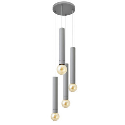 Luminosa Lighting Luminosa Tuba Cluster Pendant Ceiling Light Grey 30Cm ...