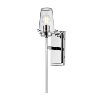 Stylish Ip44 Wall Light With Clear Glass Shade And Chrome Finish by B&Q ...