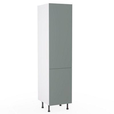 Kitchen Kit Sage Green Matt Slab Door Larder Tall Unit Cabinet Soft Close Drawers Flatpack ...