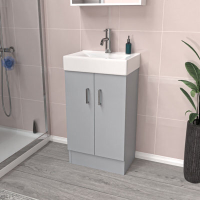 Nes Home 450mm Matte Grey Freestanding Vanity Unit With Basin by B&Q ...
