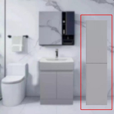 D Pro T Bathrooms Modern Handleless High Gloss Light Grey Bathroom Tall ...