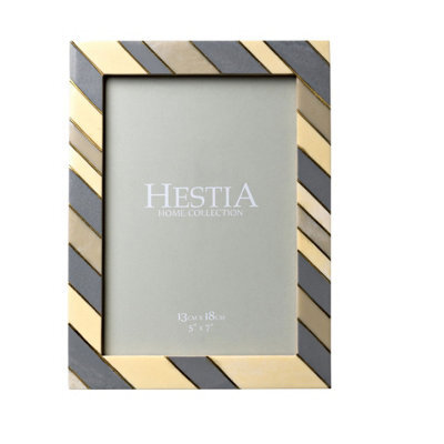"Hestia Marbled Resin Photo Frame With Brass Inlay 5"" X 7""" by B&Q ...