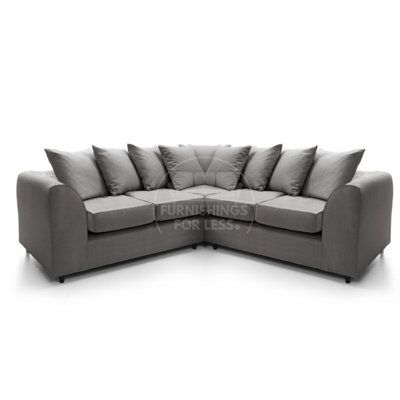 Furnishings For Less UK Casper Soft Chenille Fabric 5 Seater L Shaped Corner Sofa Grey - Scatter ...