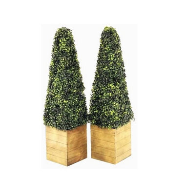 Pair Of Artificial 3Ft Pyramid Cone Tree Indoor Outdoor Wall Door ...