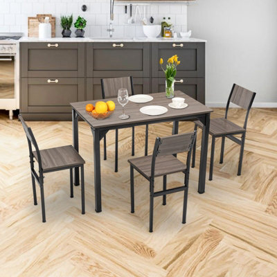 Westwood Compact Dining Table And 4 Chairs Set 5Pcs Wooden Space Saving ...