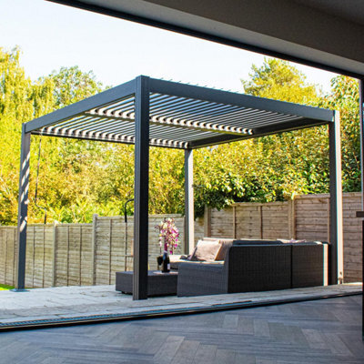 BPS Access Solutions Deluxe Aluminium Pergola - 3X3M Bps Deluxe Full Aluminium Pergola With Dual ...